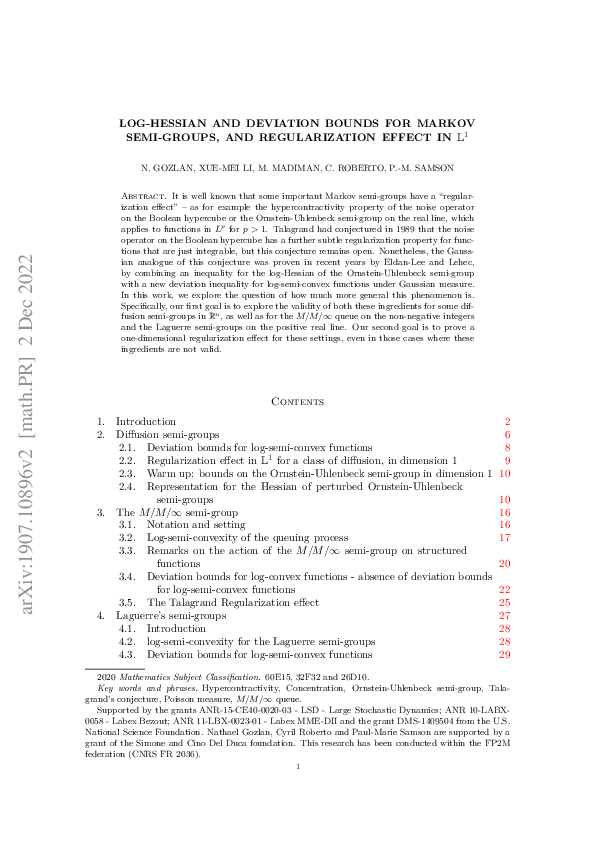 (PDF) Log-Hessian and Deviation Bounds for Markov Semi-Groups, and ...