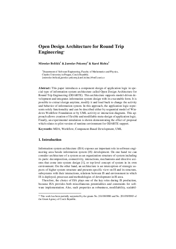 (PDF) Open Design Architecture for Round Trip Engineering