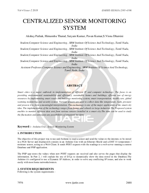 (PDF) Centralized Sensor Monitoring System