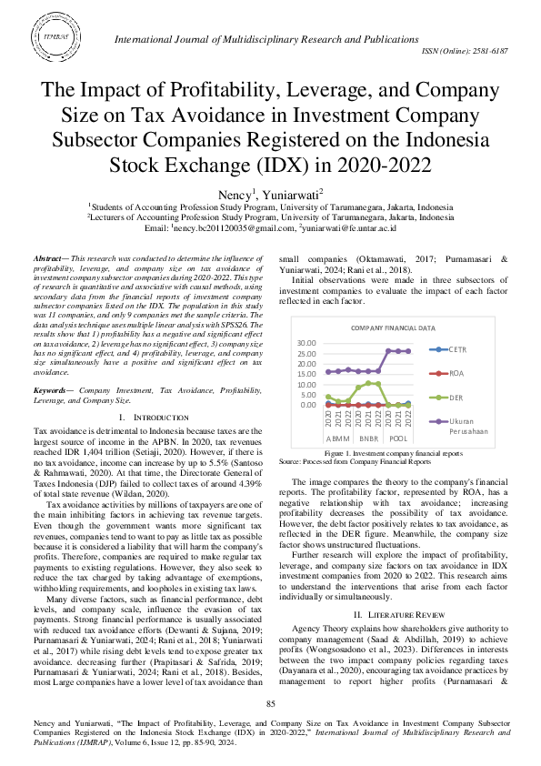 (PDF) The Impact of Profitability, Leverage, and Company Size on Tax ...