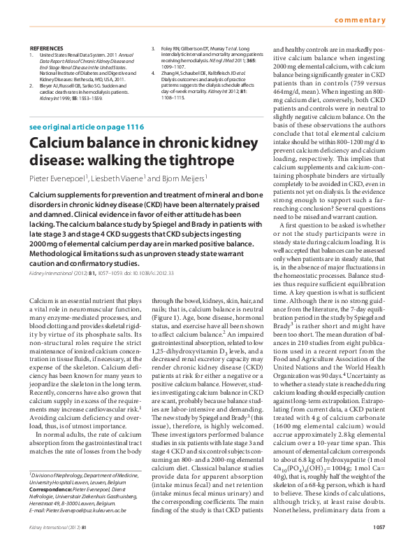 (PDF) Calcium balance in chronic kidney disease: walking the tightrope