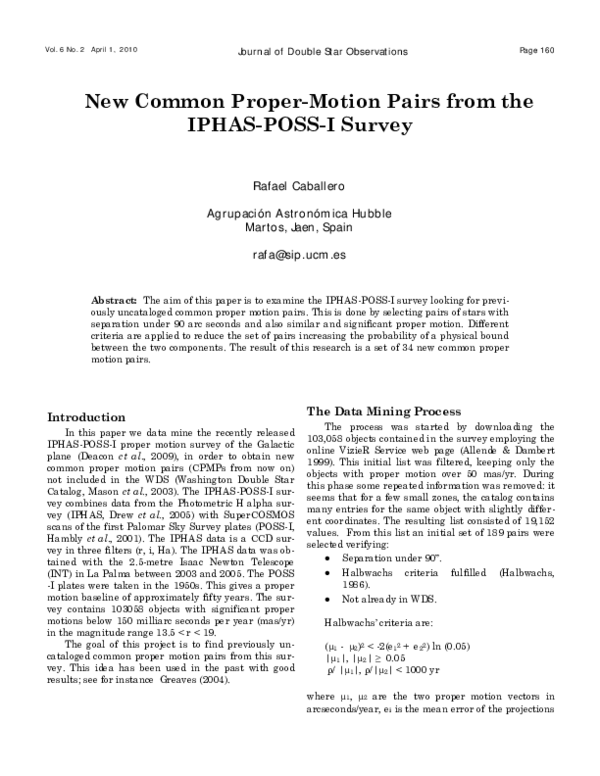 (PDF) New Common Proper-Motion Pairs from the IPHAS-POSS-I Survey