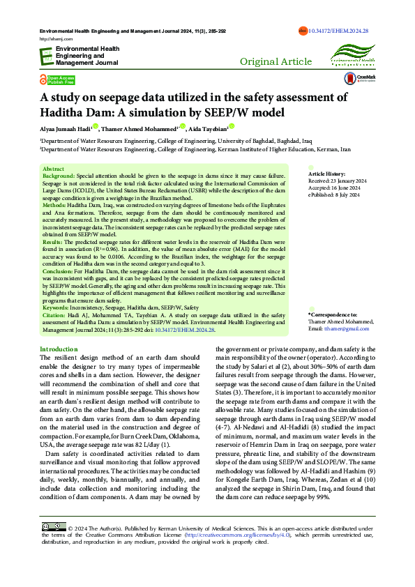 (PDF) A study on seepage data utilized in the safety assessment of ...