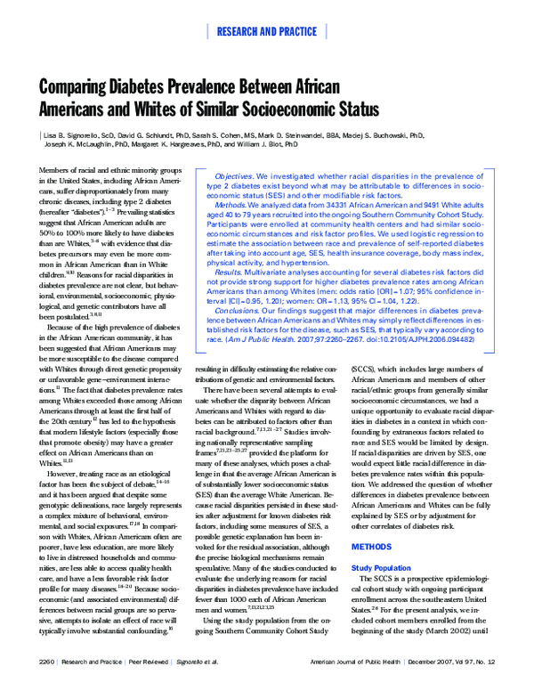 (PDF) Comparing Diabetes Prevalence Between African Americans and ...