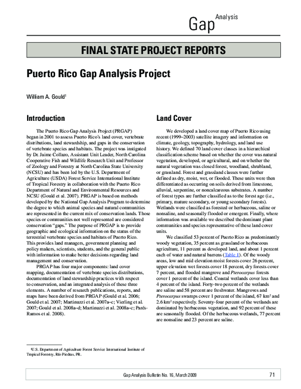 (PDF) Puerto Rico Gap Analysis Project