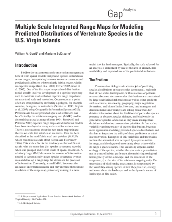 (PDF) Multiple scale integrated range maps for modeling predicted distributions of vertebrate ...