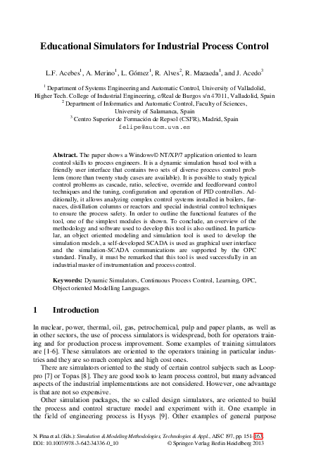 (PDF) Educational Simulators for Industrial Process Control