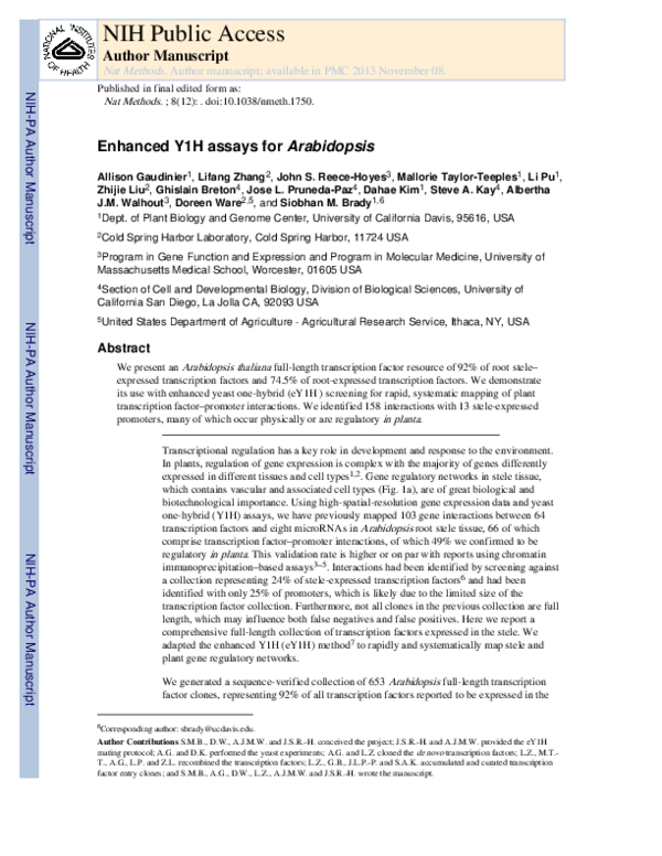 (PDF) Enhanced Y1H assays for Arabidopsis | Dahae Kim - Academia.edu