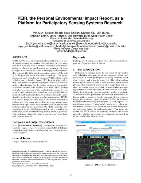 (PDF) PEIR, the personal environmental impact report, as a platform for ...
