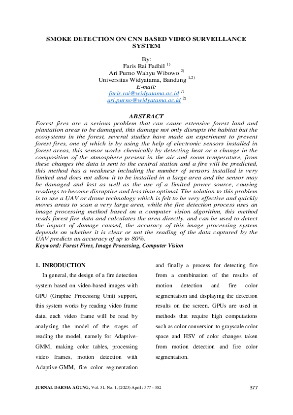 (PDF) Smoke Detection on CNN Based Video Surveillance System