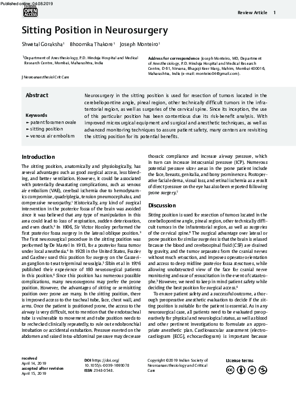 (PDF) Sitting Position in Neurosurgery