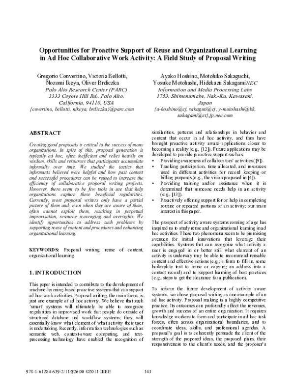 (PDF) Opportunities for proactive support of reuse and organizational learning in ad hoc ...