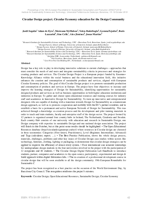 (PDF) Circular Design project. Circular Economy education for the ...