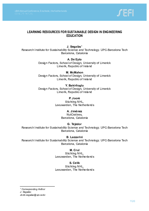 (PDF) Learning resources for sustainable design in engineering education