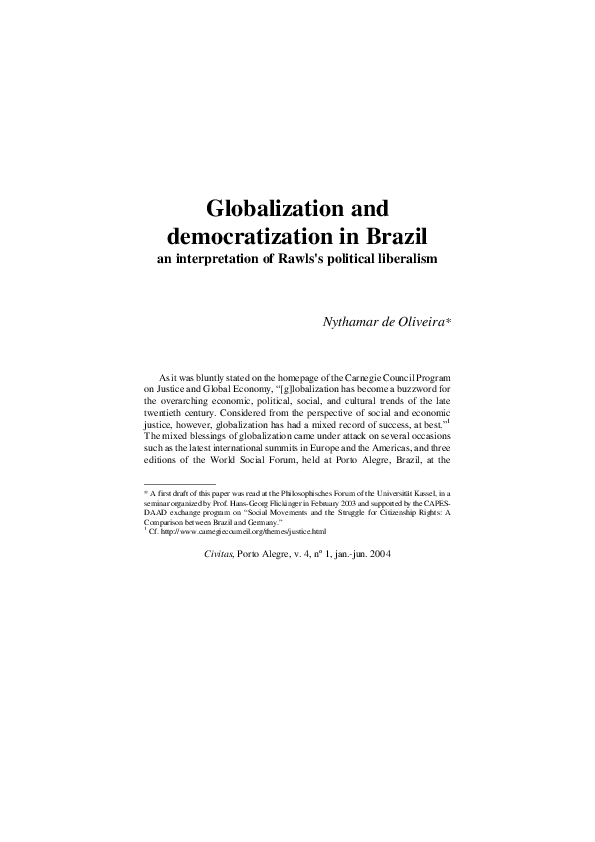 (PDF) Globalization and democratization in Brazil: an interpretation of ...