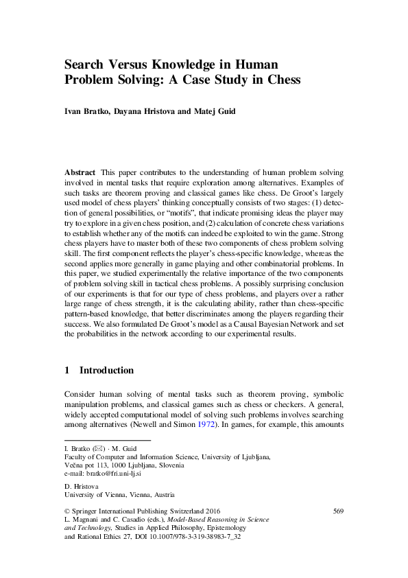 (PDF) Search Versus Knowledge in Human Problem Solving: A Case Study in ...