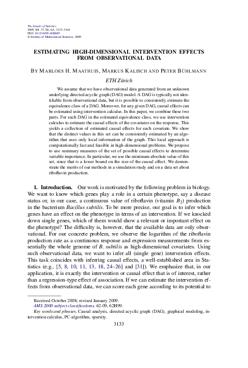 (PDF) Estimating high-dimensional intervention effects from ...
