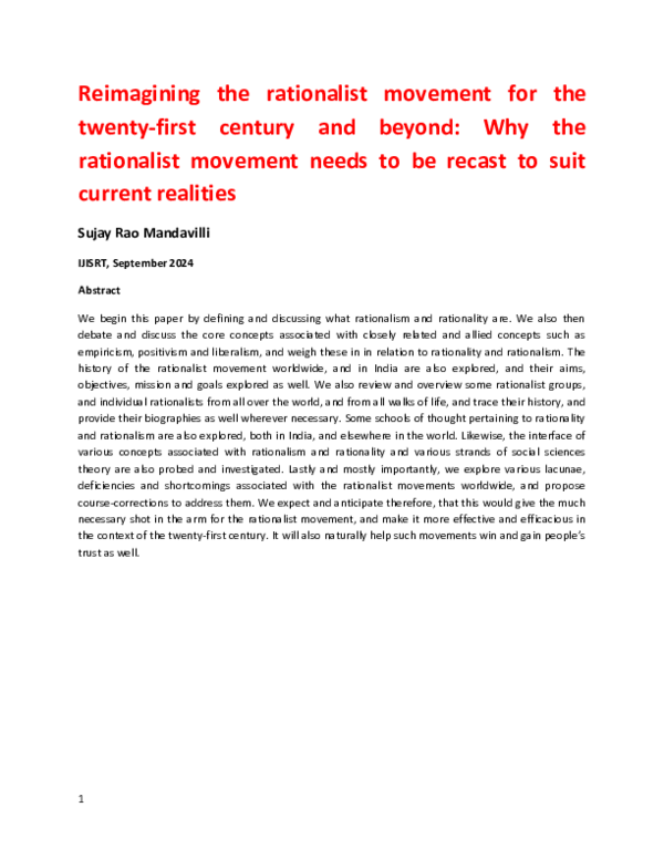 (PDF) Reimagining the rationalist movement for the twenty-first century ...