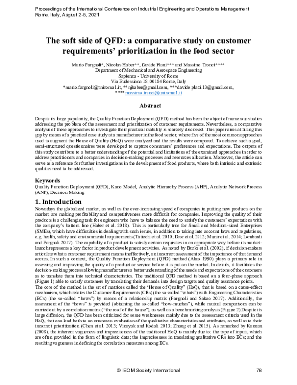 (PDF) The soft side of QFD: a comparative study on customer ...