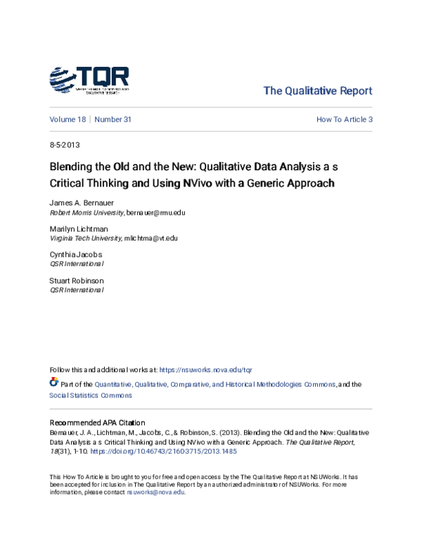 (PDF) Blending the Old and the New: Qualitative Data Analysis a s ...