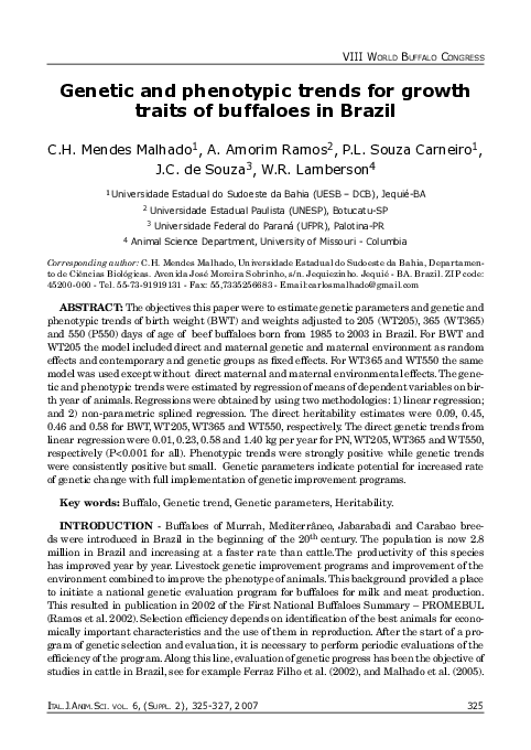 (PDF) Genetic and phenotypic trends for growth traits of buffaloes in ...