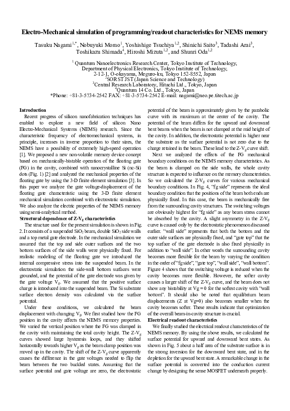 (PDF) Electro-Mechanical simulation of programming/readout ...