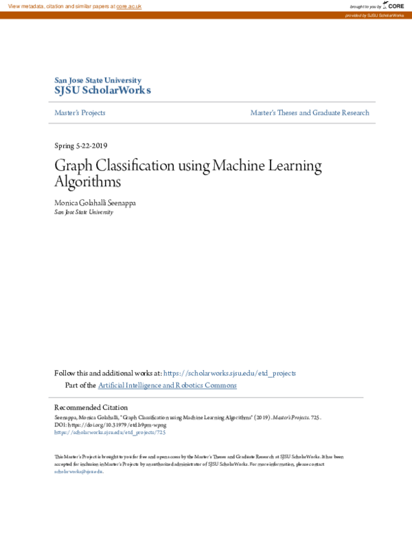Pdf Graph Classification Using Machine Learning Algorithms