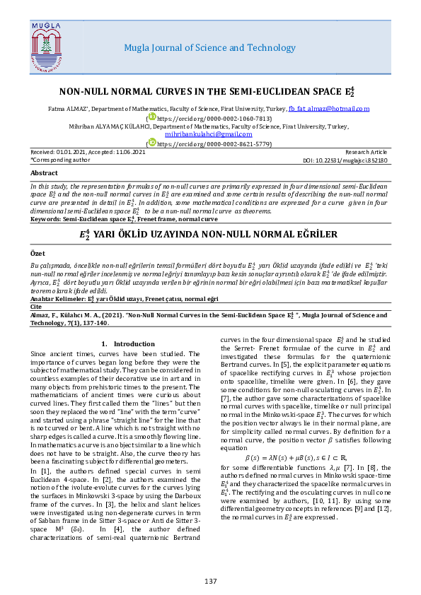 (PDF) Non-null Normal Curves in 4D Semi-Euclidean Space E2^4