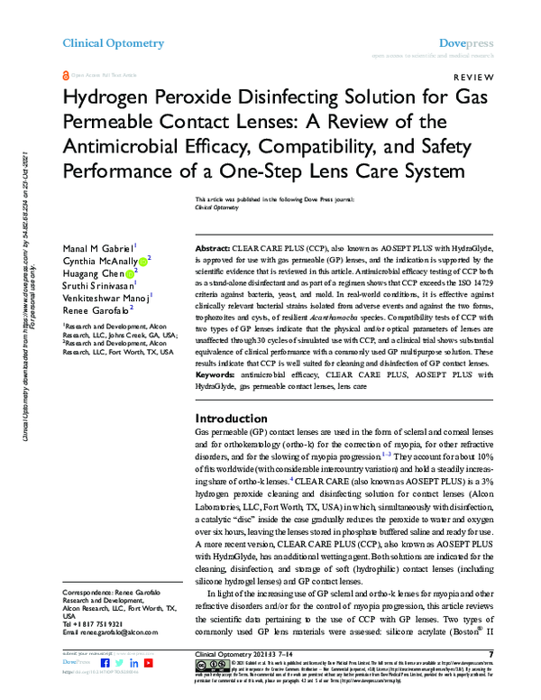 (PDF) Hydrogen Peroxide Disinfecting Solution for Gas Permeable Contact ...