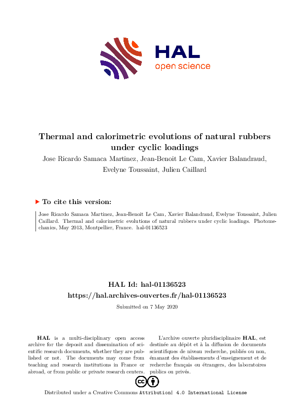 (PDF) Thermal and calorimetric evolutions of natural rubbers under ...