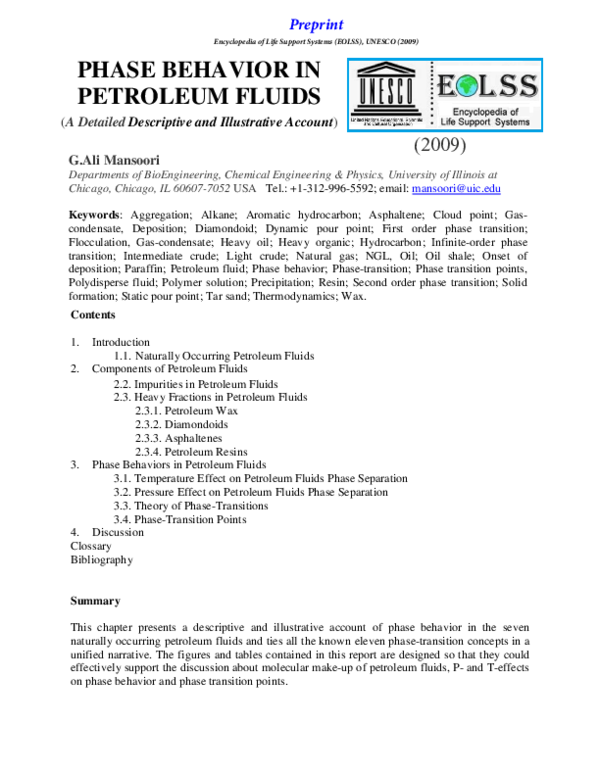 (PDF) Phase behavior in petroleum fluids (A Detailed Descriptive and ...
