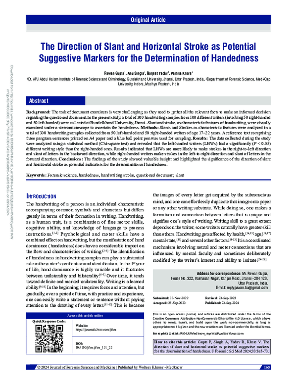 (PDF) The Direction of Slant and Horizontal Stroke as Potential ...