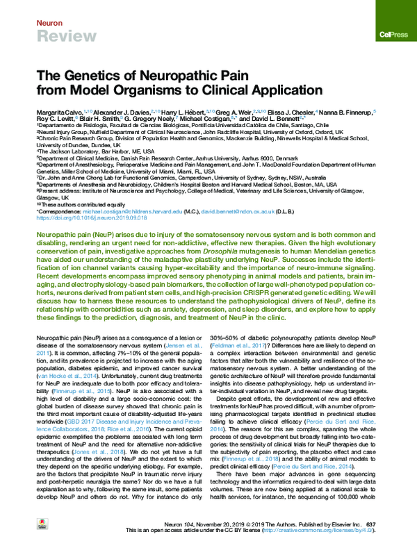 (PDF) The Genetics of Neuropathic Pain from Model Organisms to Clinical ...
