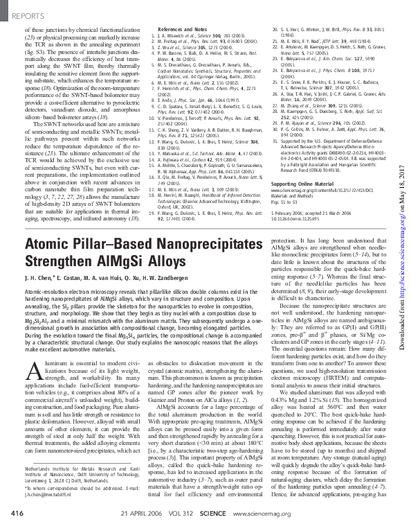 (PDF) Atomic Pillar-Based Nanoprecipitates Strengthen AlMgSi Alloys