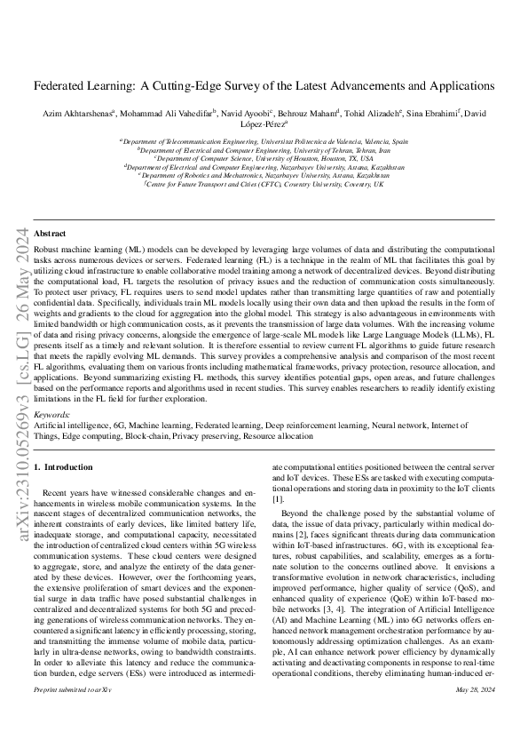 (PDF) Federated Learning: A Cutting-Edge Survey of the Latest ...