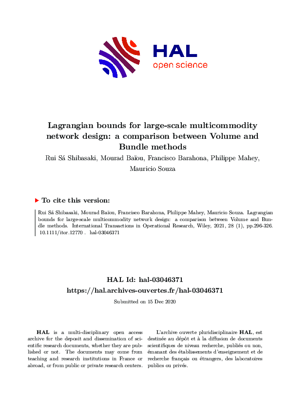 (PDF) Lagrangian bounds for large‐scale multicommodity network design: a comparison between ...