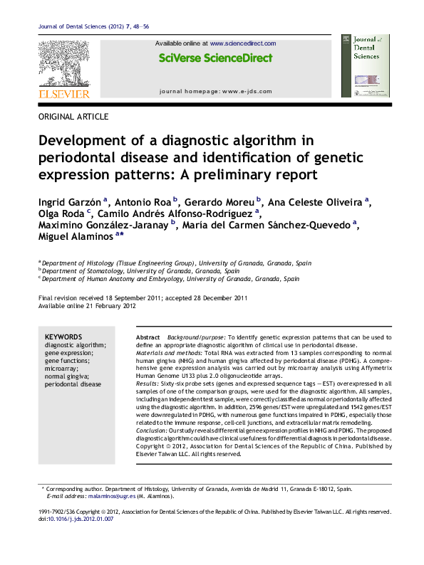 (PDF) Development of a diagnostic algorithm in periodontal disease and ...