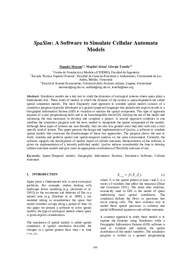 (PDF) SpaSim: a software to simulate cellular automata models