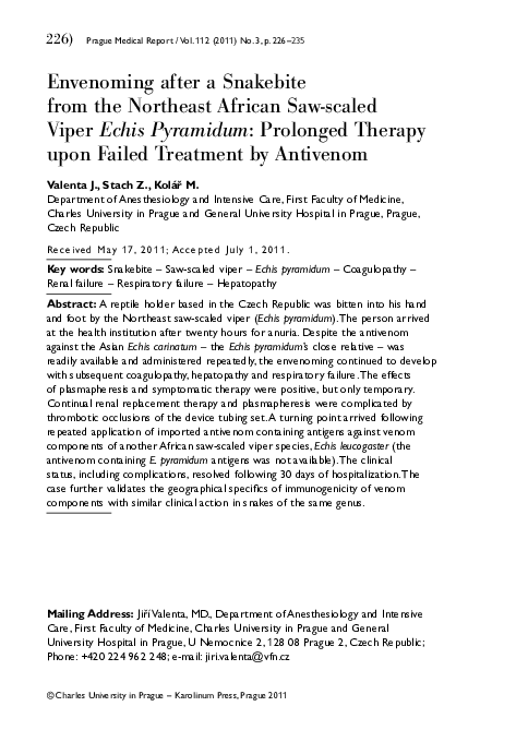 (PDF) Envenoming after a snakebite from the Northeast African saw ...