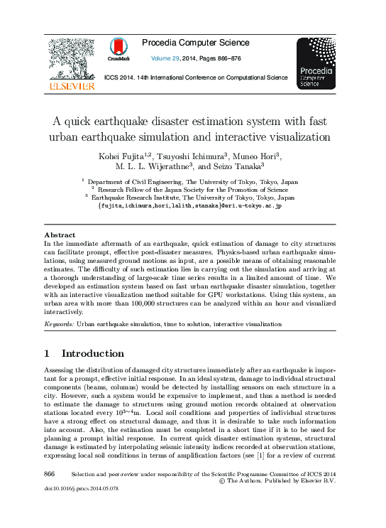 (PDF) A Quick Earthquake Disaster Estimation System with Fast Urban Earthquake Simulation and ...