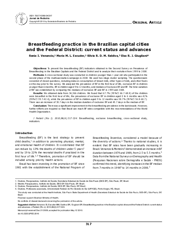 (PDF) Breastfeeding practice in the Brazilian capital cities and the ...