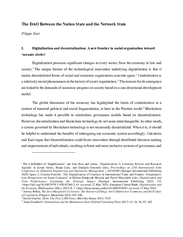 (PDF) The DAO Between the Nation State and the Network State