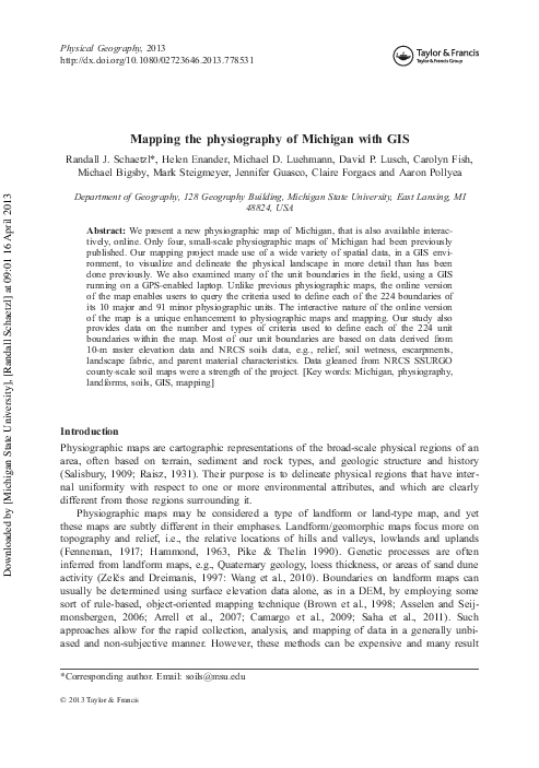 (PDF) Mapping the physiography of Michigan with GIS