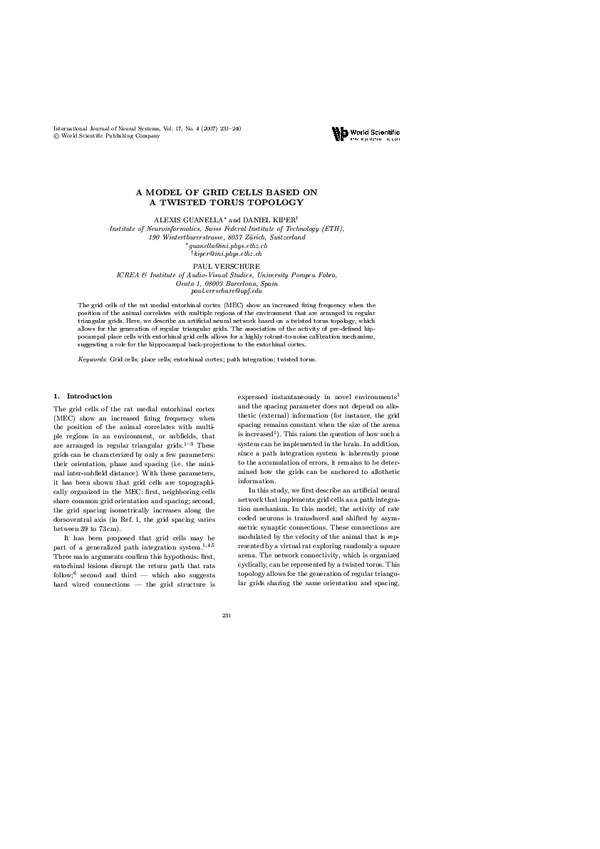 (PDF) A model of grid cells based on a twisted torus topology