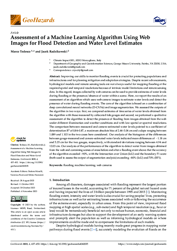 (PDF) Assessment of a Machine Learning Algorithm Using Web Images for Flood Detection and Water ...