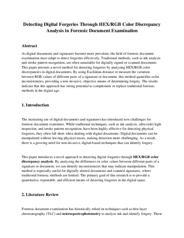 (PDF) Detecting Digital Forgeries Through HEX/RGB Color Discrepancy ...