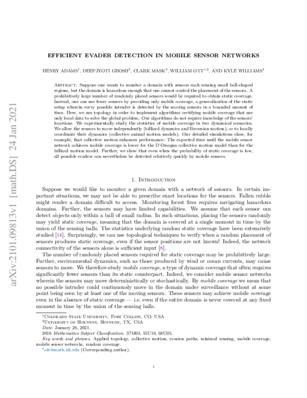 (PDF) Efficient Evader Detection in Mobile Sensor Networks | Deepjyoti Ghosh - Academia.edu