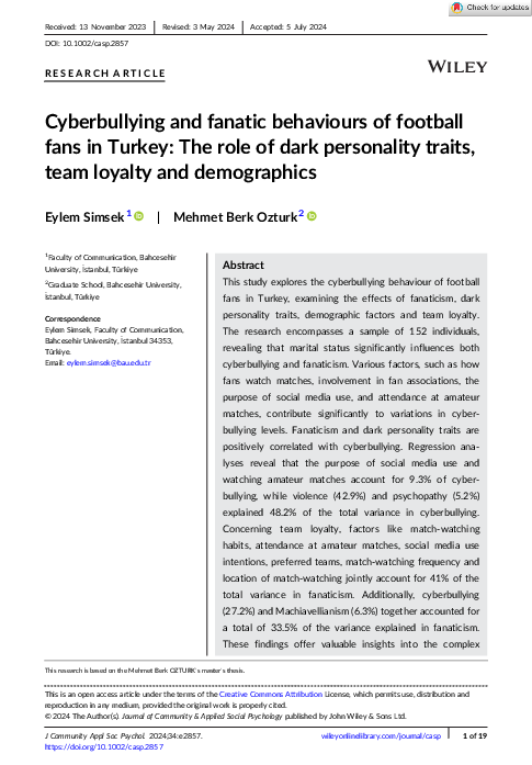 (PDF) Cyberbullying and fanatic behaviours of football fans in Turkey ...