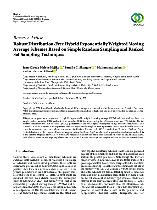 (PDF) Robust Distribution-Free Hybrid Exponentially Weighted Moving Average Schemes Based on ...