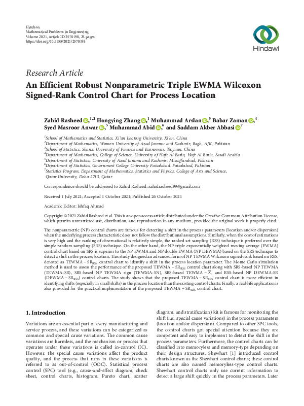 (PDF) An Efficient Robust Nonparametric Triple EWMA Wilcoxon Signed-Rank Control Chart for ...